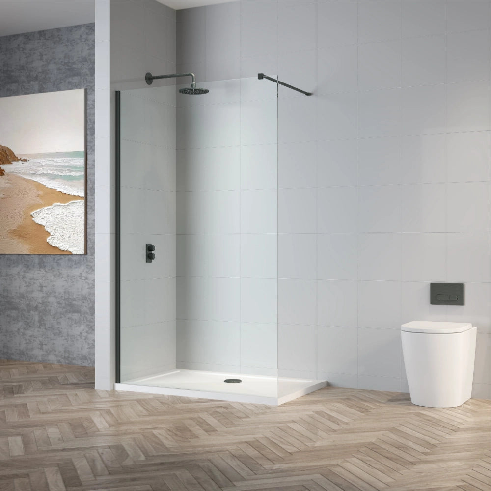 900mm Gunmetal EasyClean Walk in Shower Panel 8mm - Bathroom Warehouse