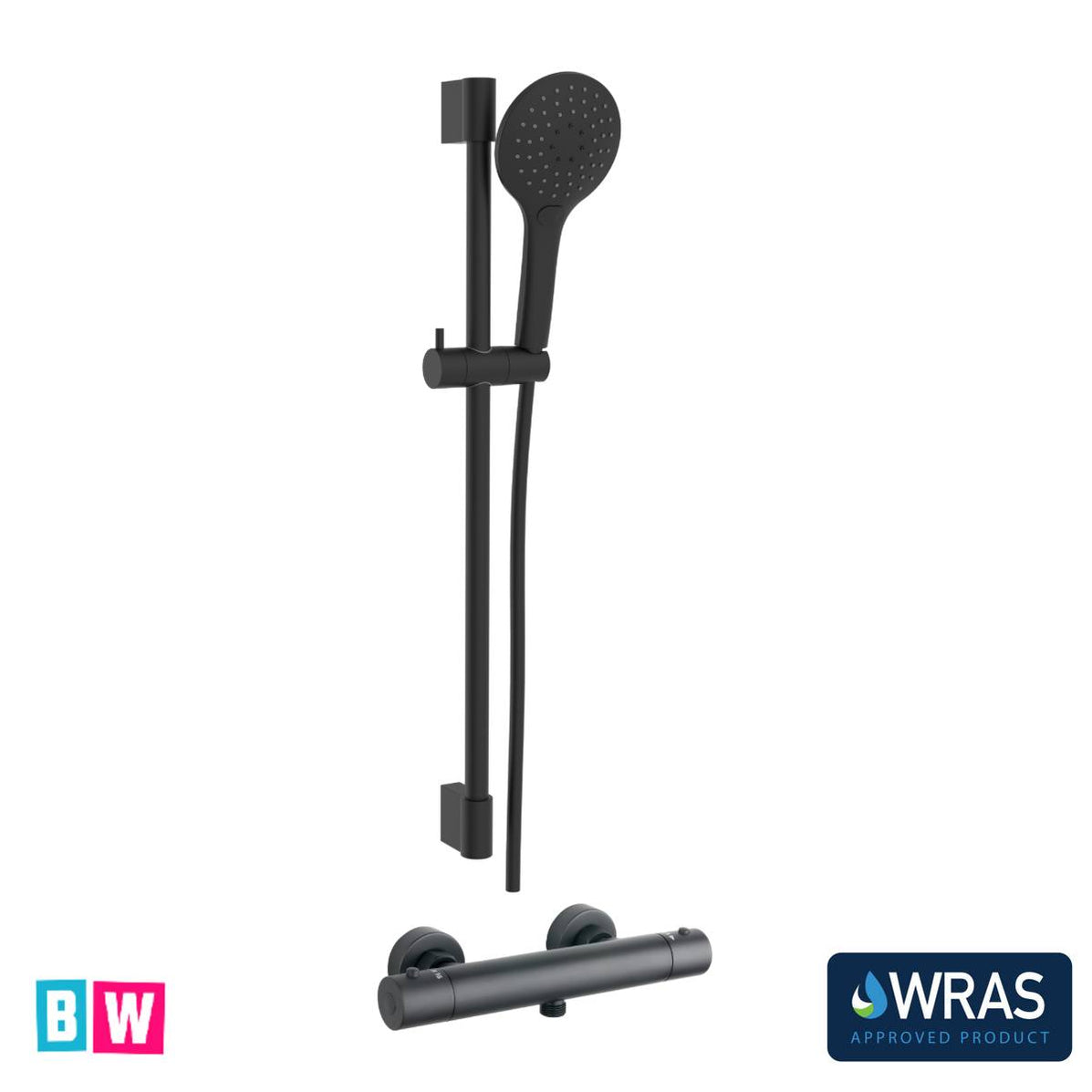 Premium Black Thermostatic T-Bar Shower & Rail Set - Bathroom Warehouse