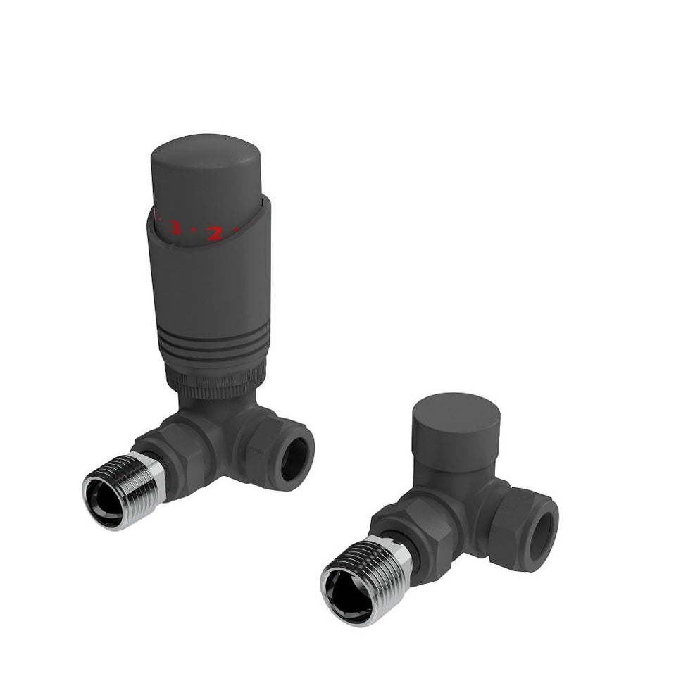 Corner Anthracite thermostatic radiator valves - Bathroom Warehouse