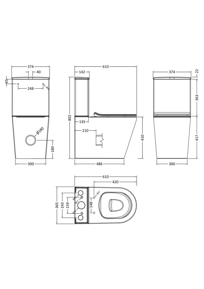 Salerno Rimless Fully Enclosed Toilet - Bathroom Warehouse